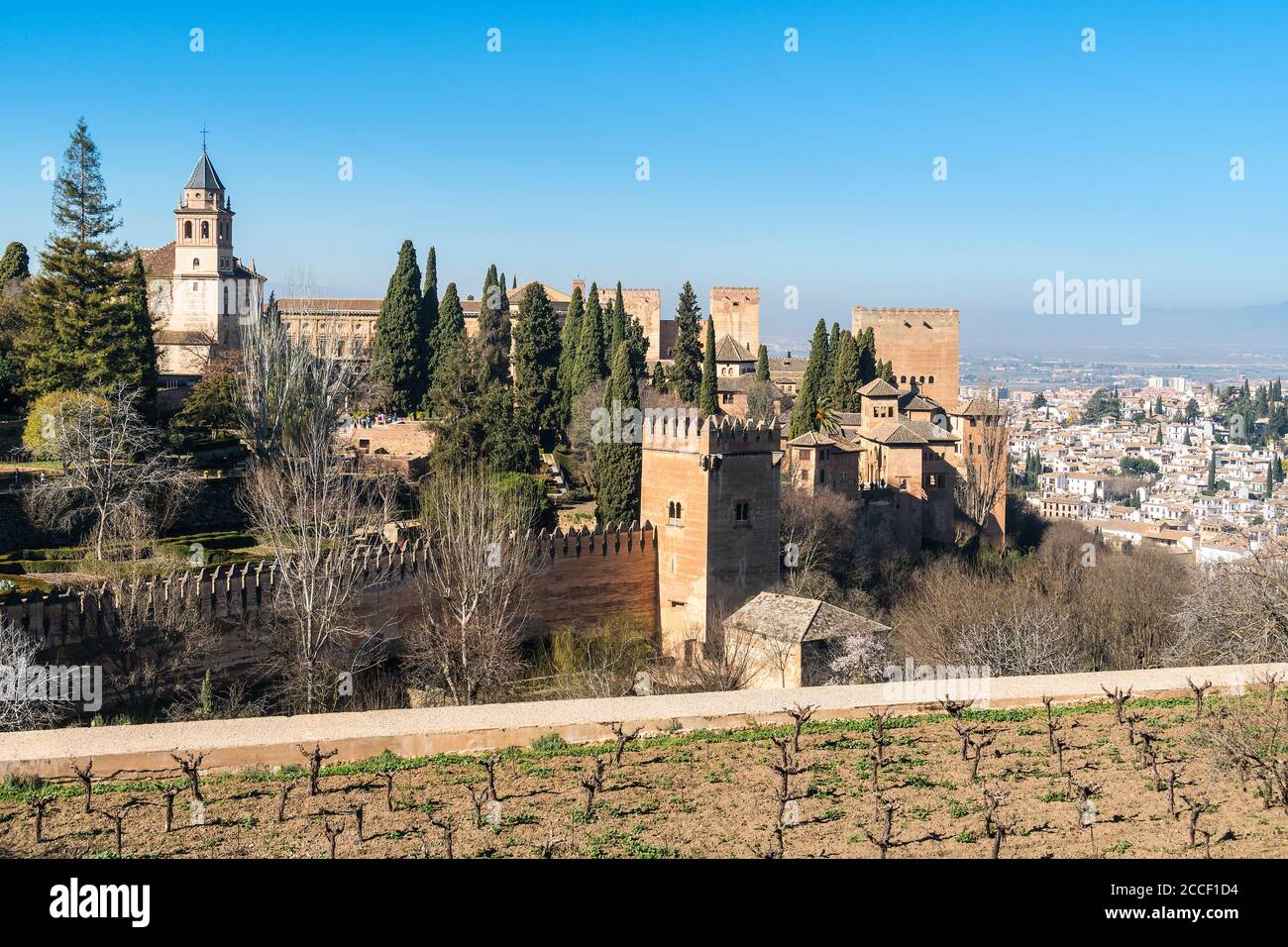 Spain, Granada, Alhambra, Generalife, view of the Nasrid Palaces Stock ...