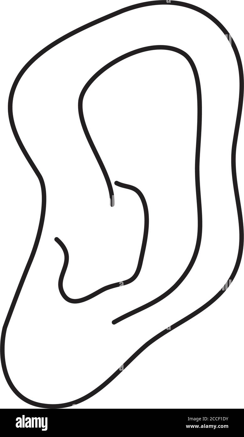 human body concept, ear icon over white background, line style, vector ...