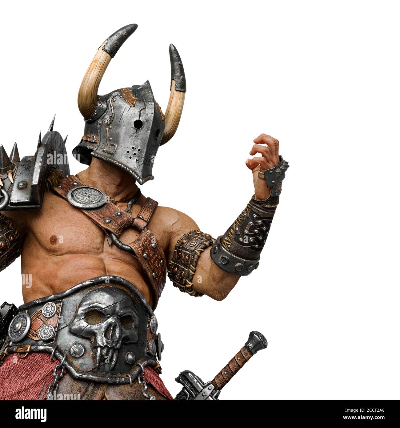 epic warrior man is angry in white background, 3d illustration Stock ...
