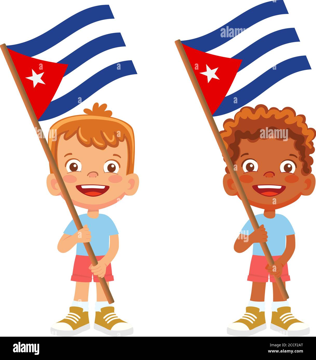 Cuba flag in hand. Children holding flag. National flag of Cuba vector ...