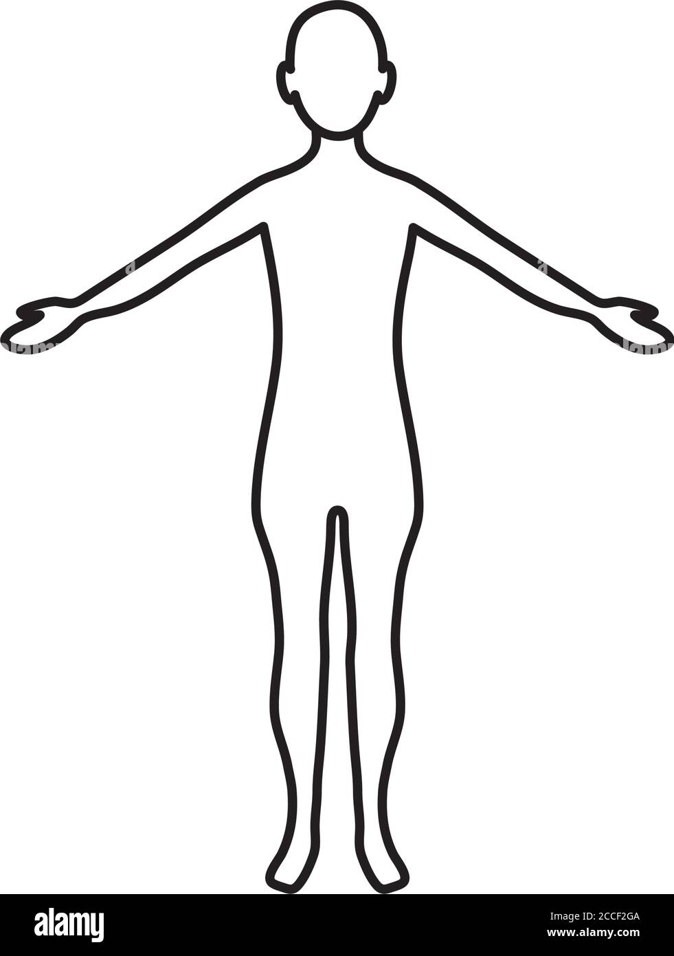 human body icon over white background, line style, vector illustration ...