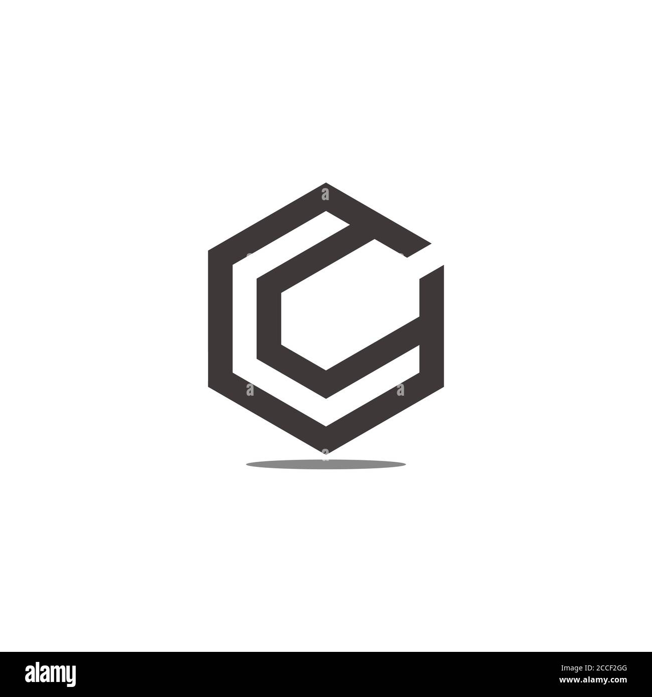 letter c simple shadow geometric hexagonal line logo vector Stock ...