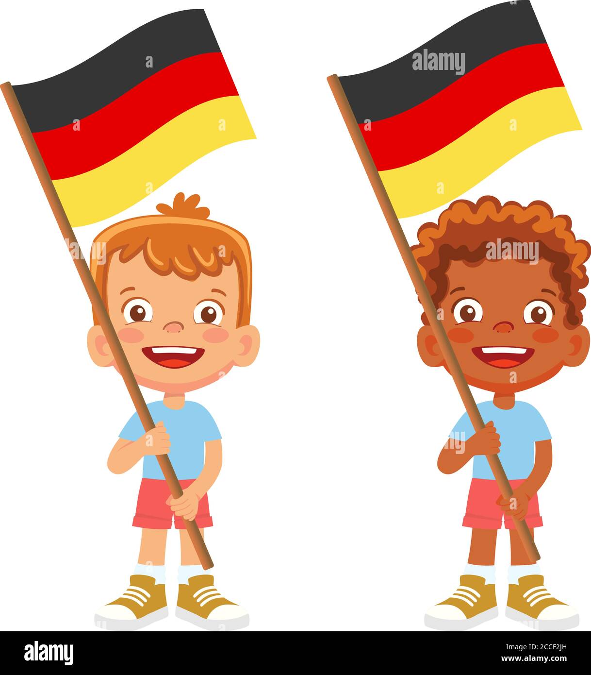 Germany flag in hand. Children holding flag. National flag of Germany ...