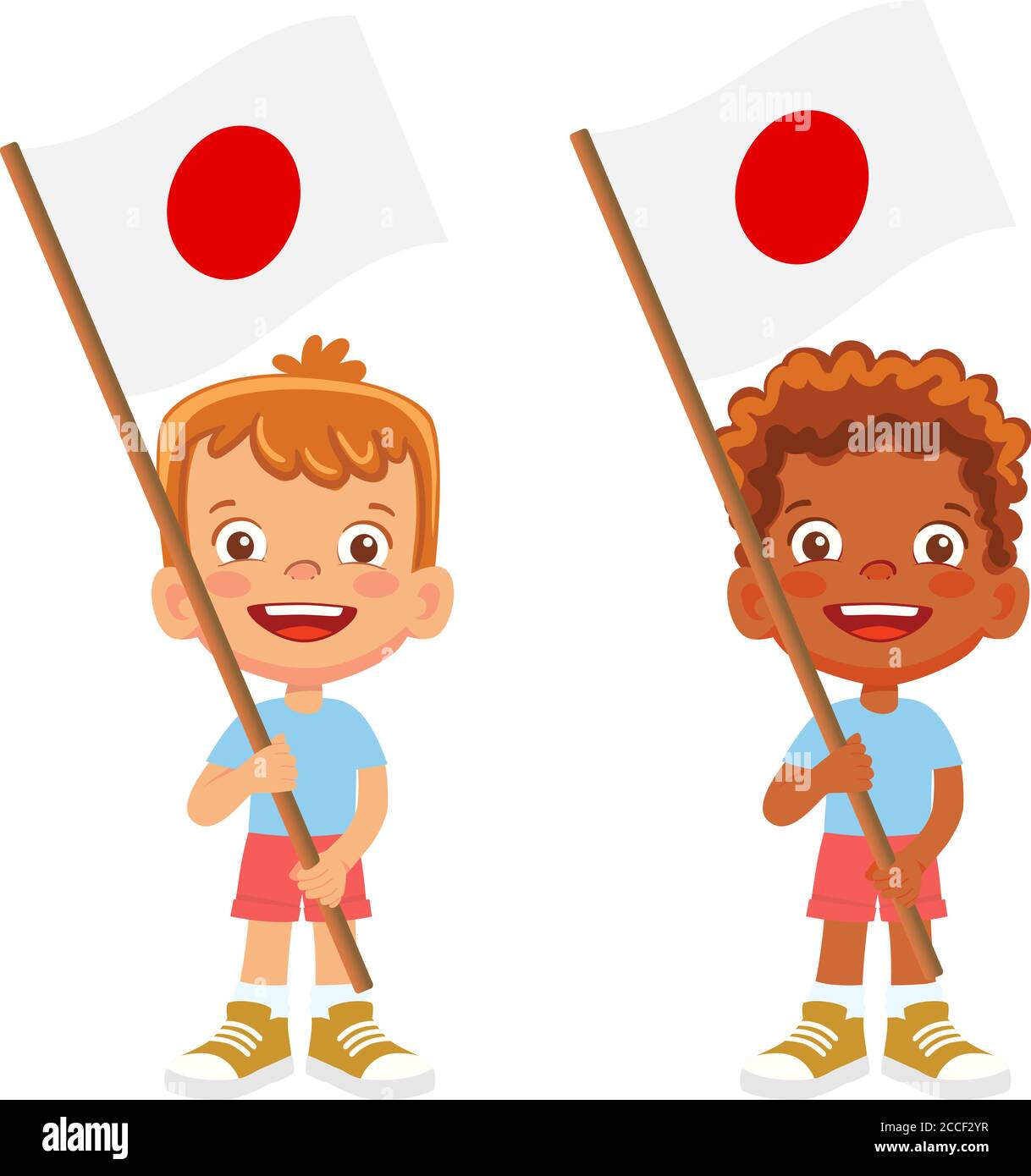 Japan flag in hand. Children holding flag. National flag of Japan ...