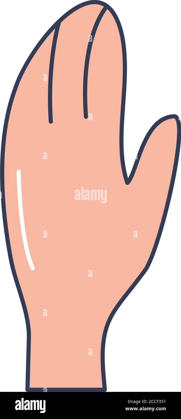 human body concept, hand icon over white background, line fill style ...