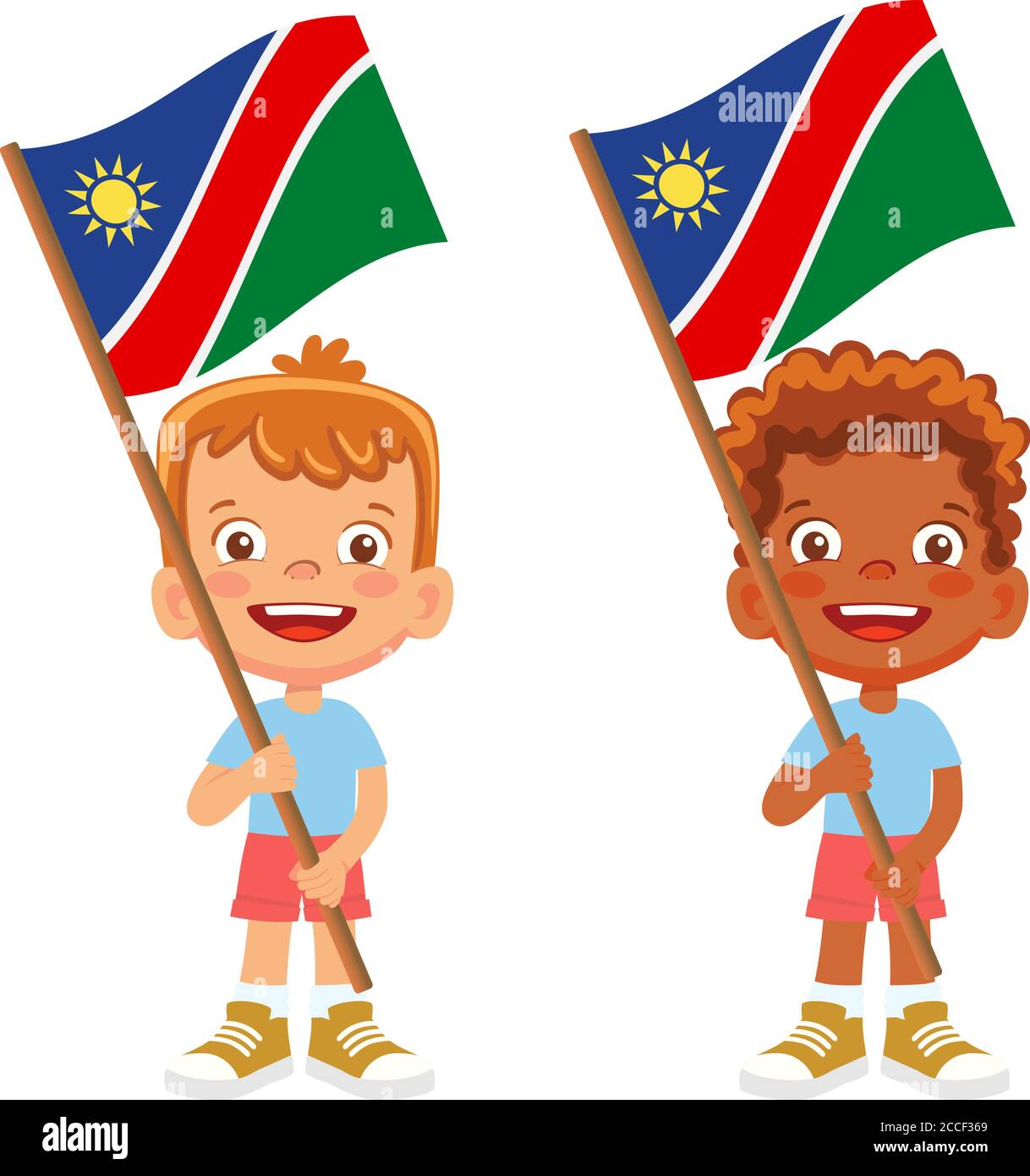 Namibia flag in hand. Children holding flag. National flag of Namibia ...
