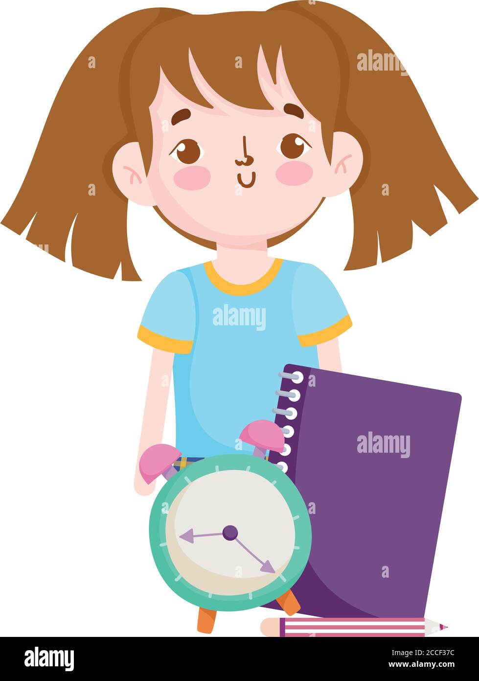 back to school, student girl notebook clock time elementary education ...