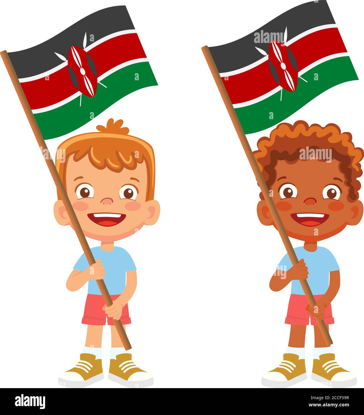 Kenya flag in hand. Children holding flag. National flag of Kenya ...