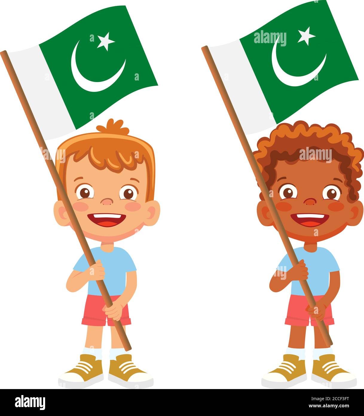 Pakistan flag in hand. Children holding flag. National flag of Pakistan ...