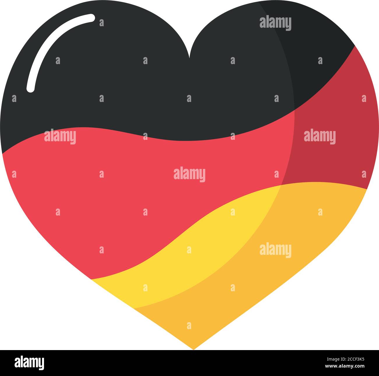 heart with german flag design over white background, flat style, vector ...