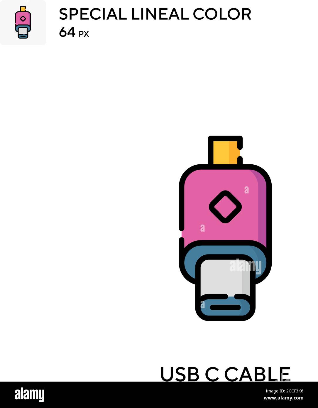 USB c cable Special lineal color icon. Illustration symbol design ...