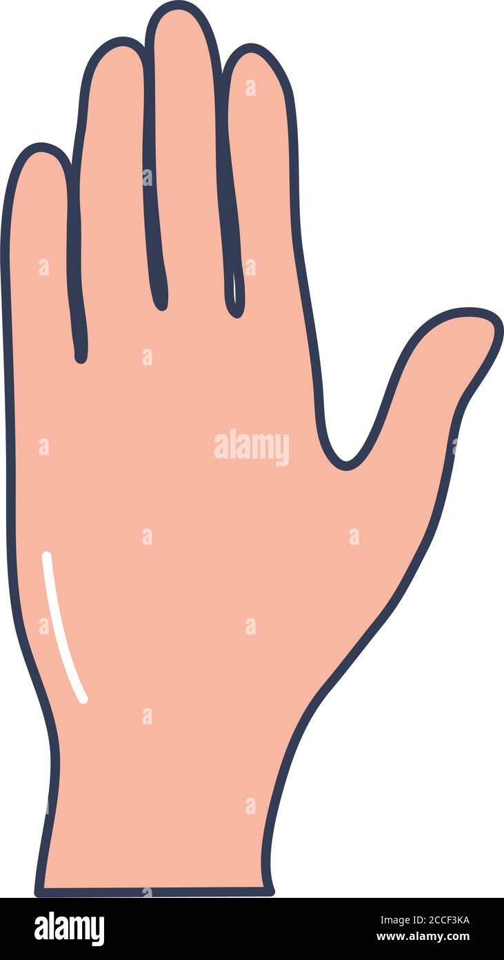 human body concept, hand icon over white background, line fill style ...