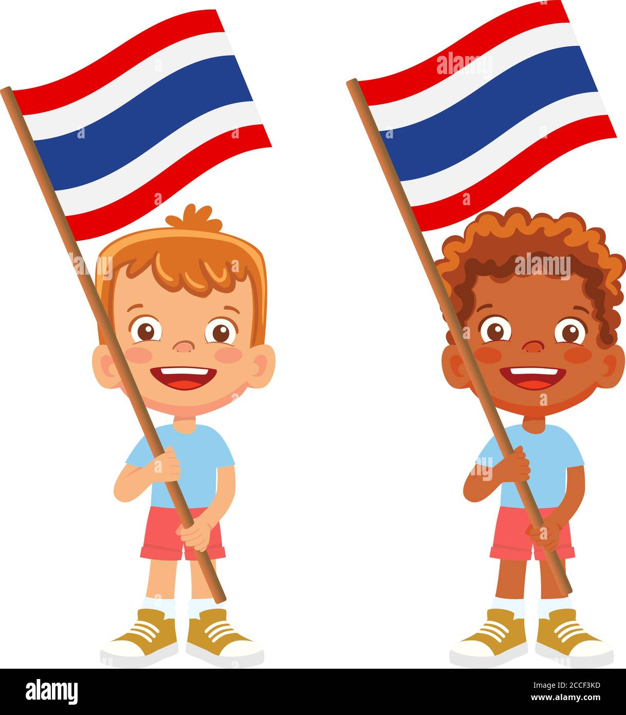 Thailand flag in hand. Children holding flag. National flag of Thailand ...