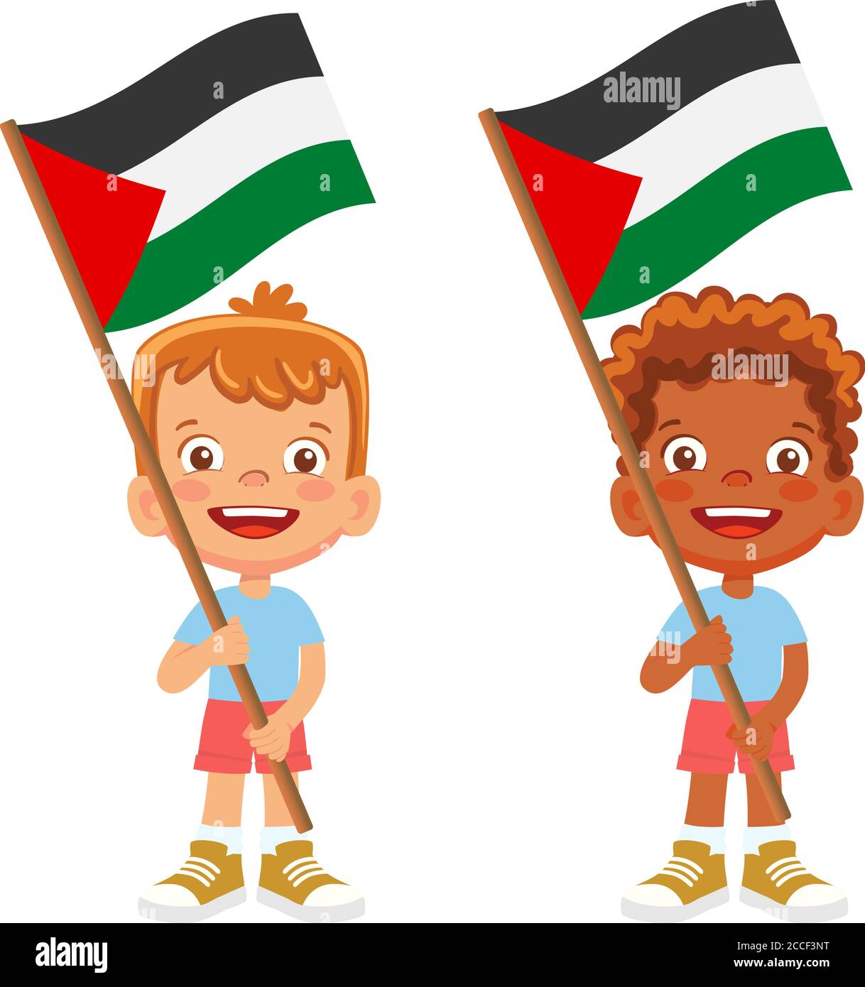Palestine flag in hand. Children holding flag. National flag of ...