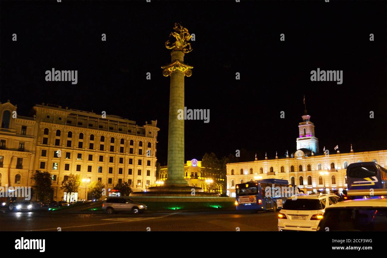 Freedom square night tbilisi georgia hi-res stock photography and ...