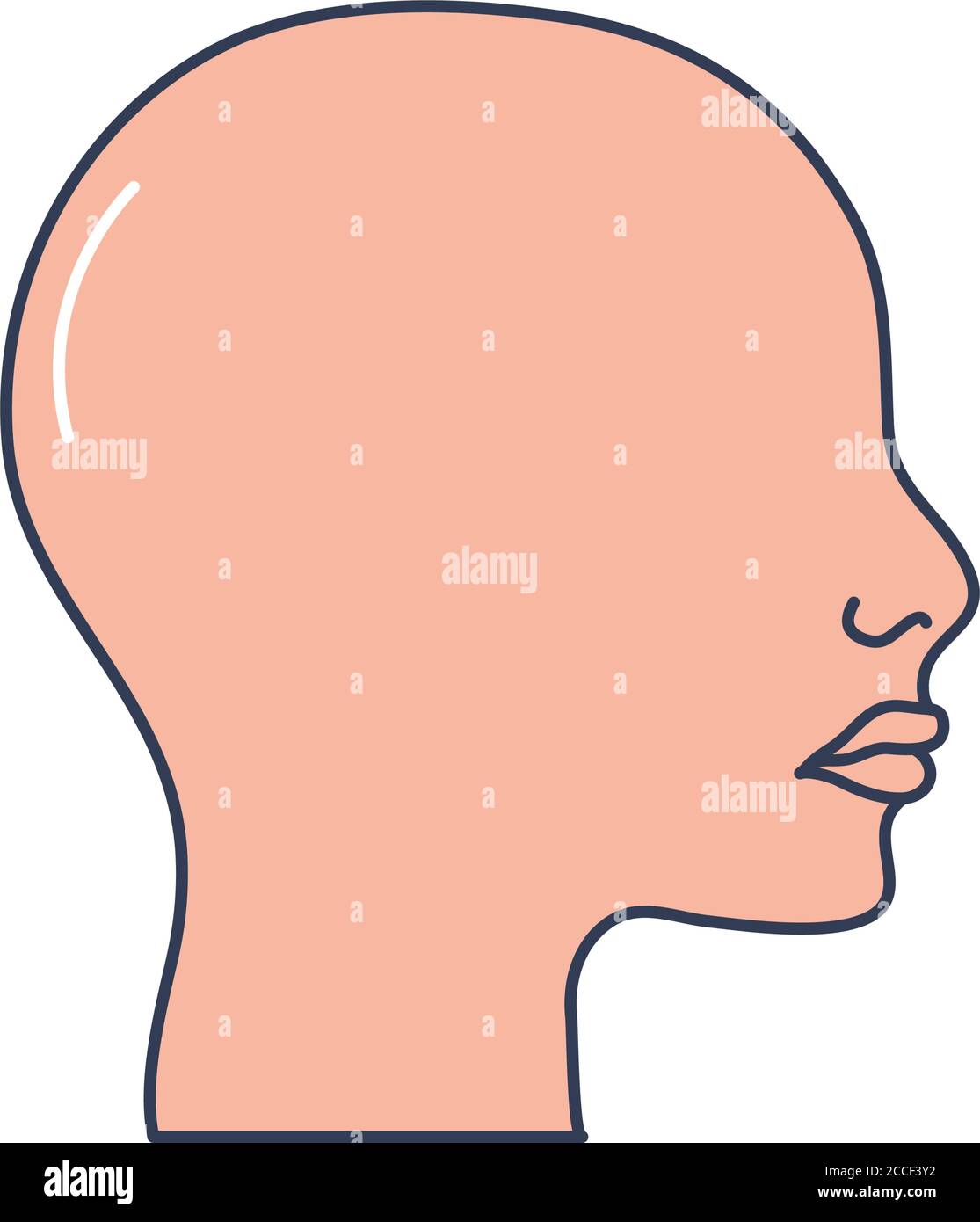 Human Body Concept Head Icon Over White Background Line Fill Style