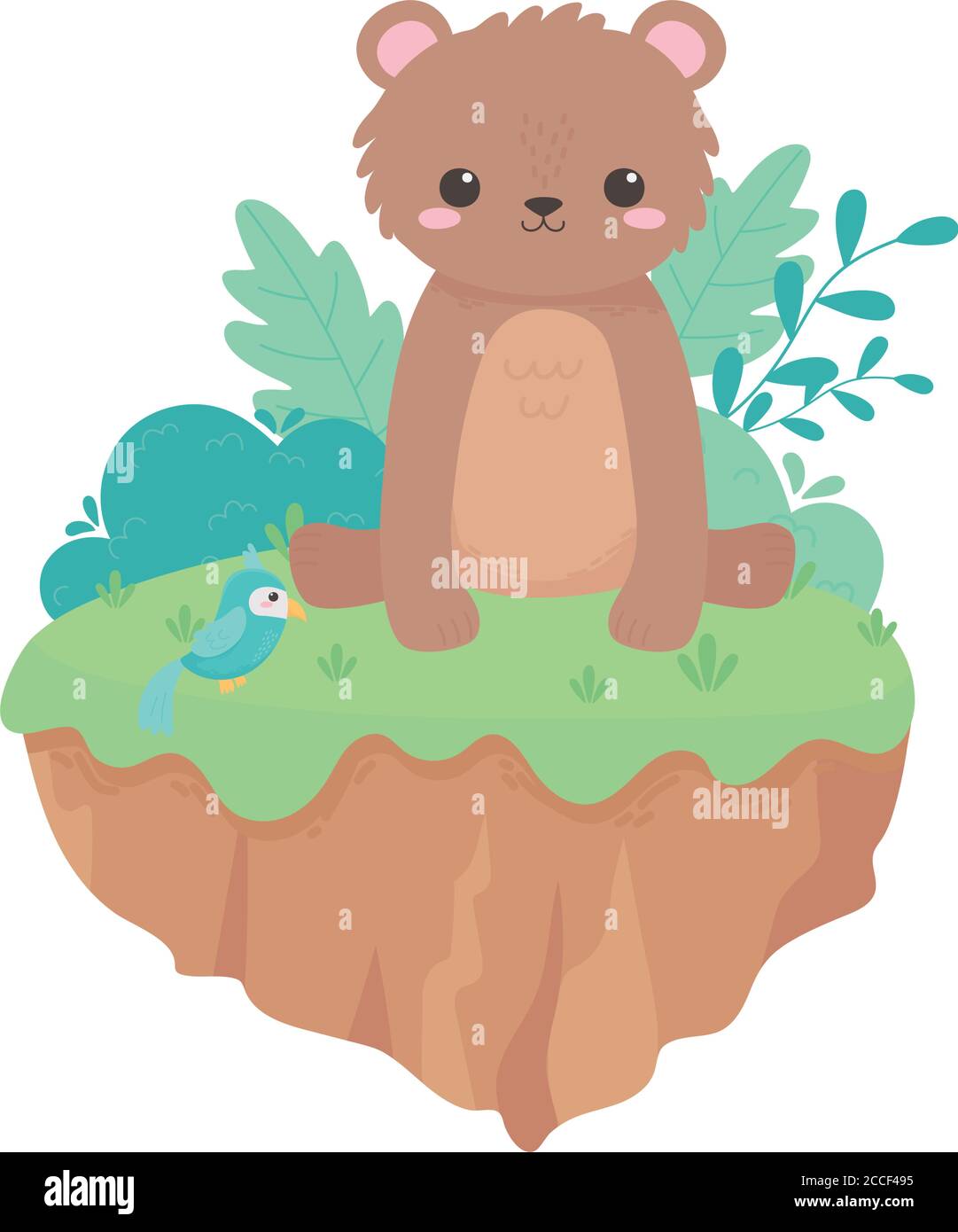 little cartoon animals in a natural landscape vector illustration Stock ...