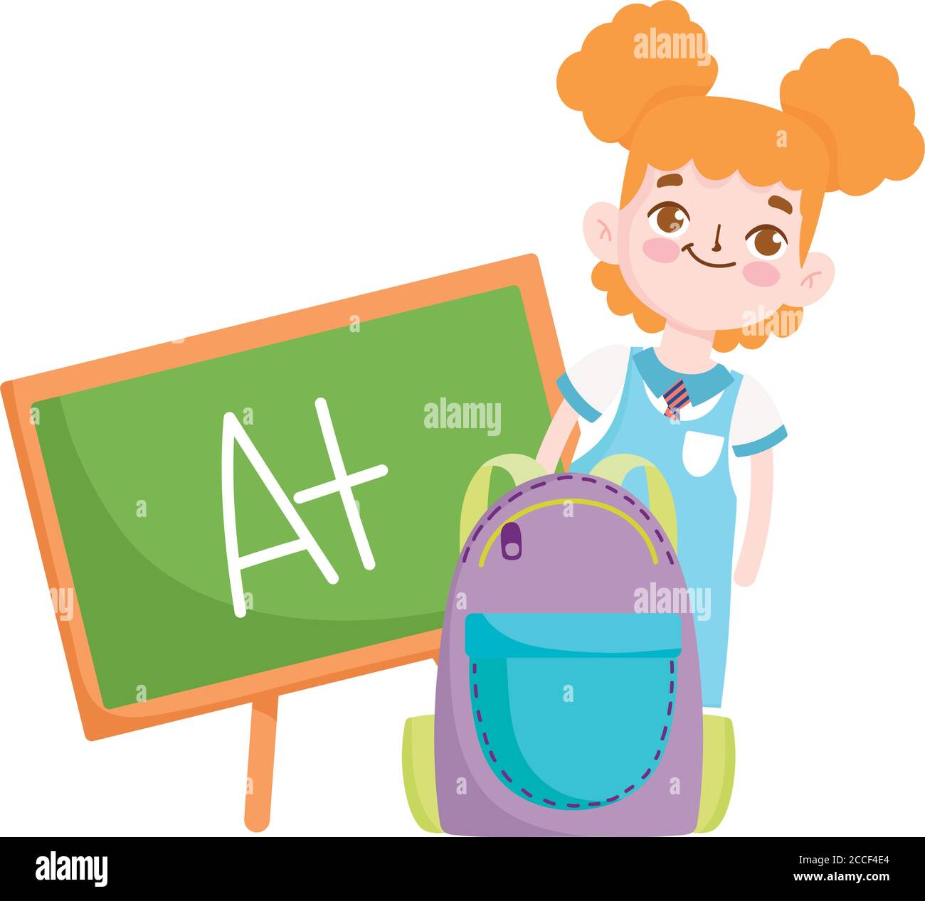 back to school, student girl blackboard and backpack elementary ...