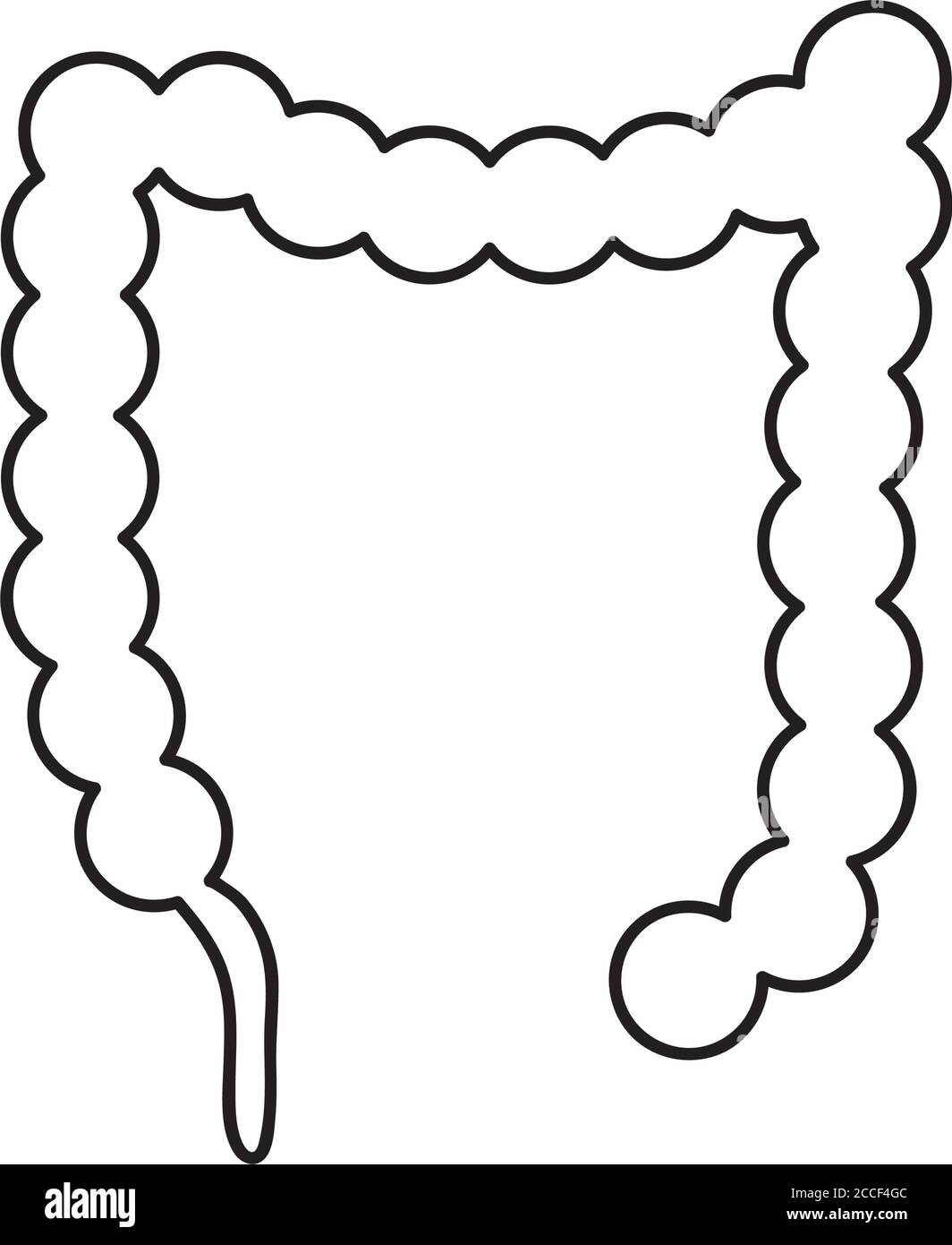 human body concept, large intestine icon over white background, line ...