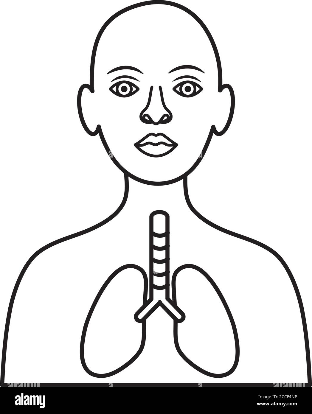 Avatar Person And Lungs Icon Over White Background Line Style Vector