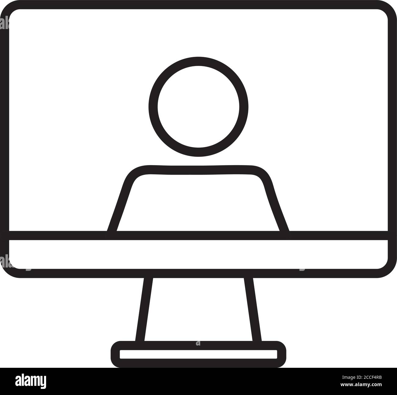 desktop computer with user line style icon vector illustration design ...
