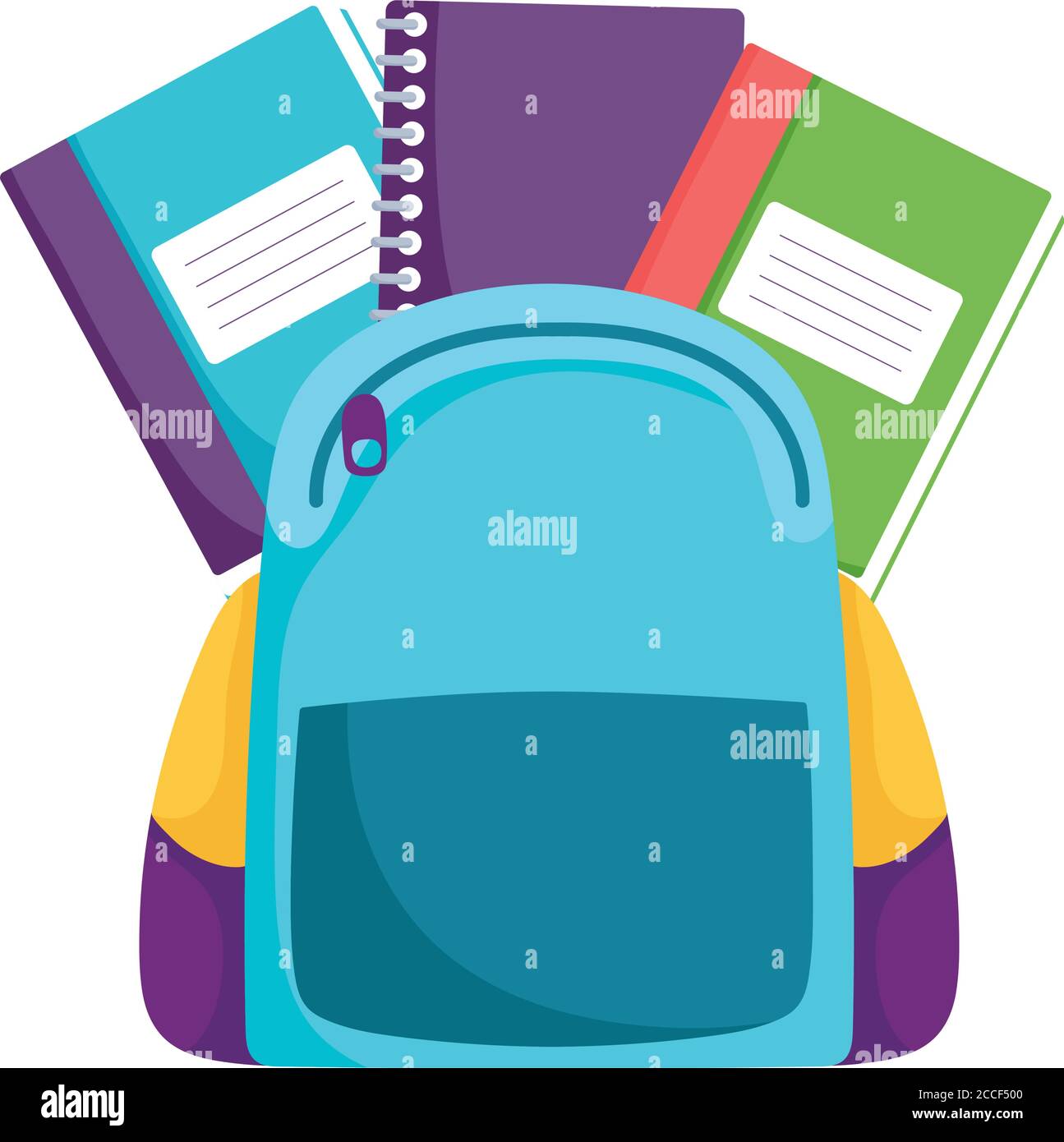 back to school, backpack books elementary education cartoon vector ...