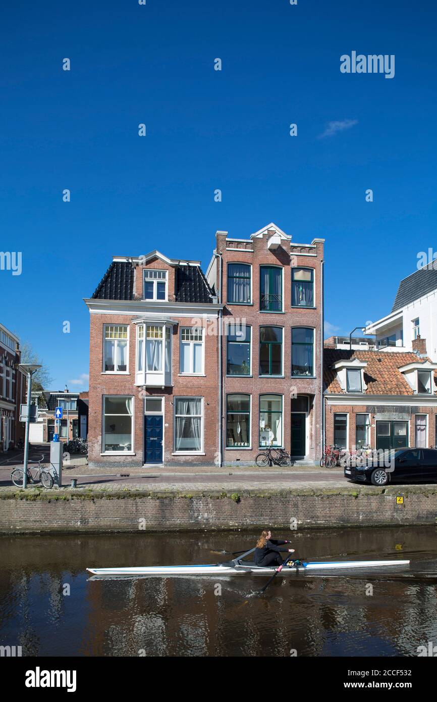 Houses on the canals in downtown Groningen, the Netherlands Stock Photo ...