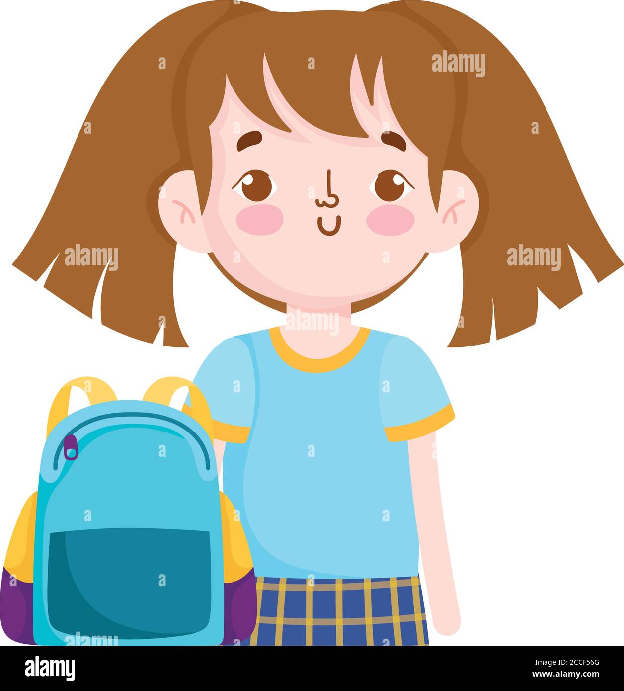 back to school, student girl and backpack elementary education cartoon ...