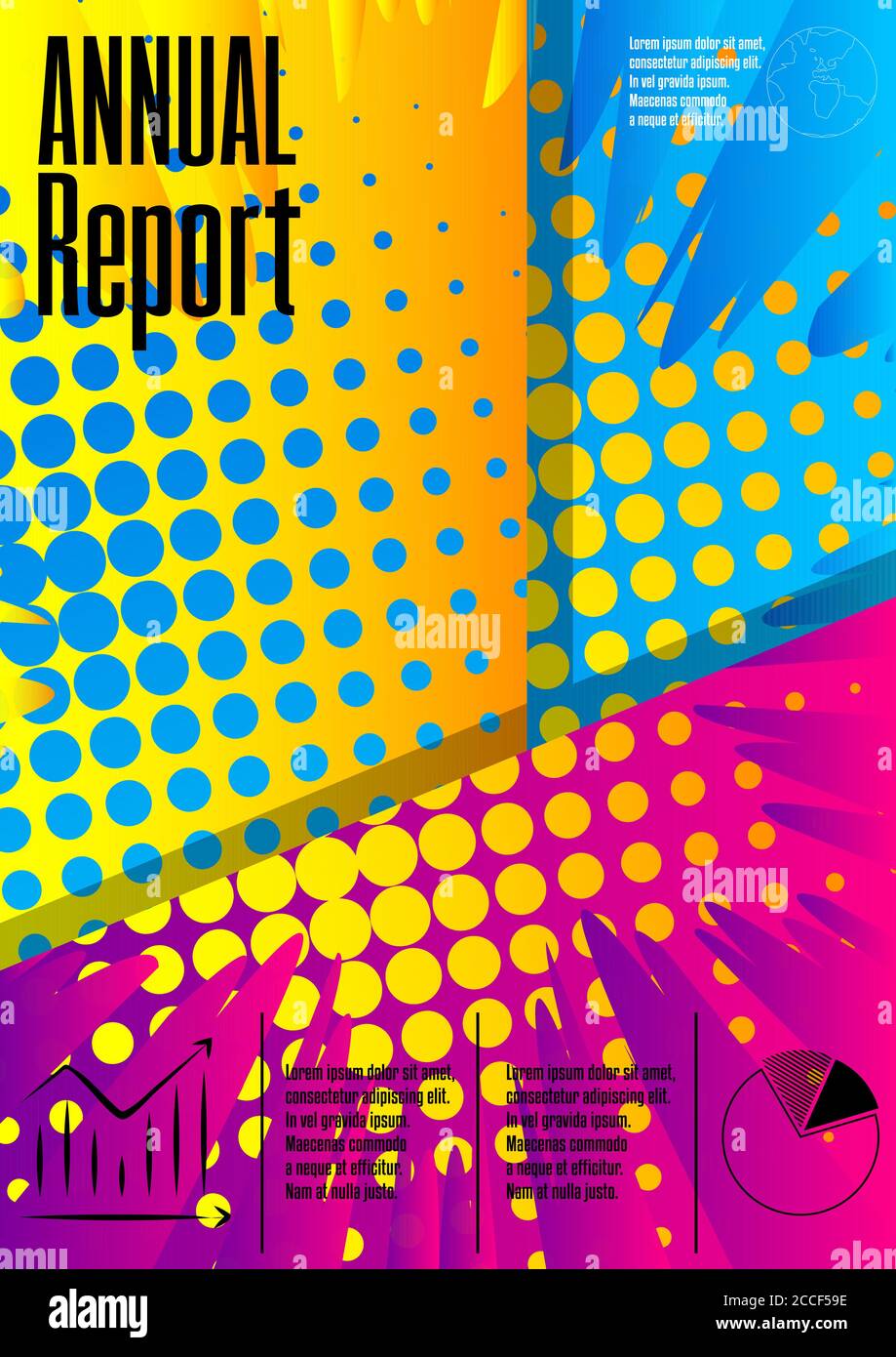 Comic book style annual report, abstract business flyer template design ...