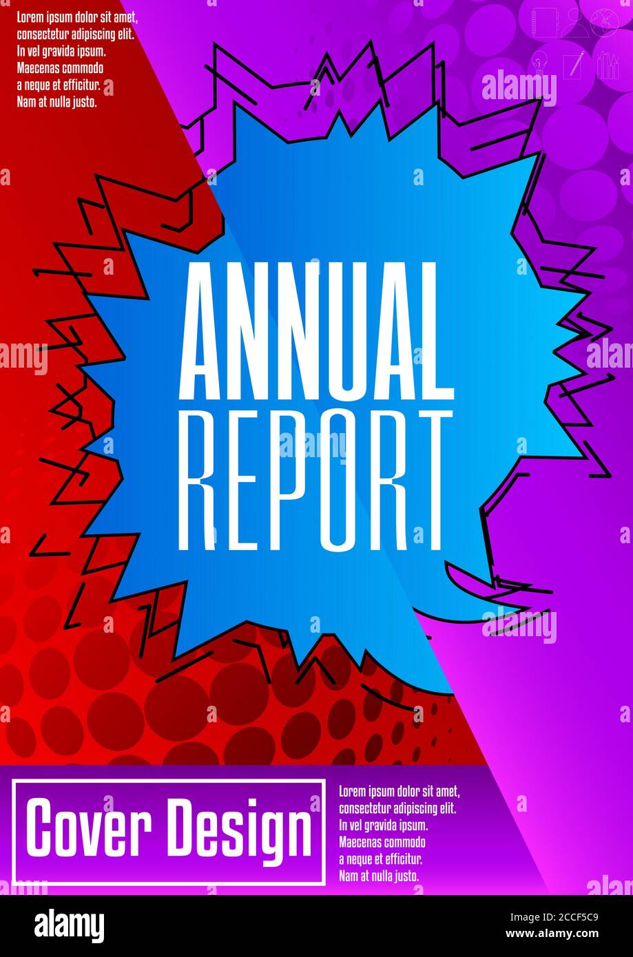 Comic book style annual report, abstract business flyer template design ...