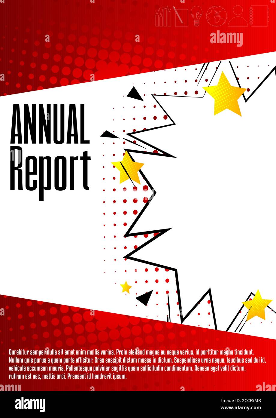 Comic book style annual report, abstract business flyer template design ...