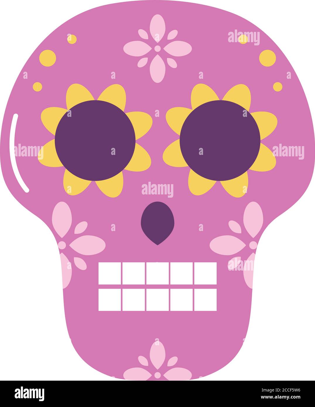 mexican culture concept, sugar skull icon over white background, flat ...
