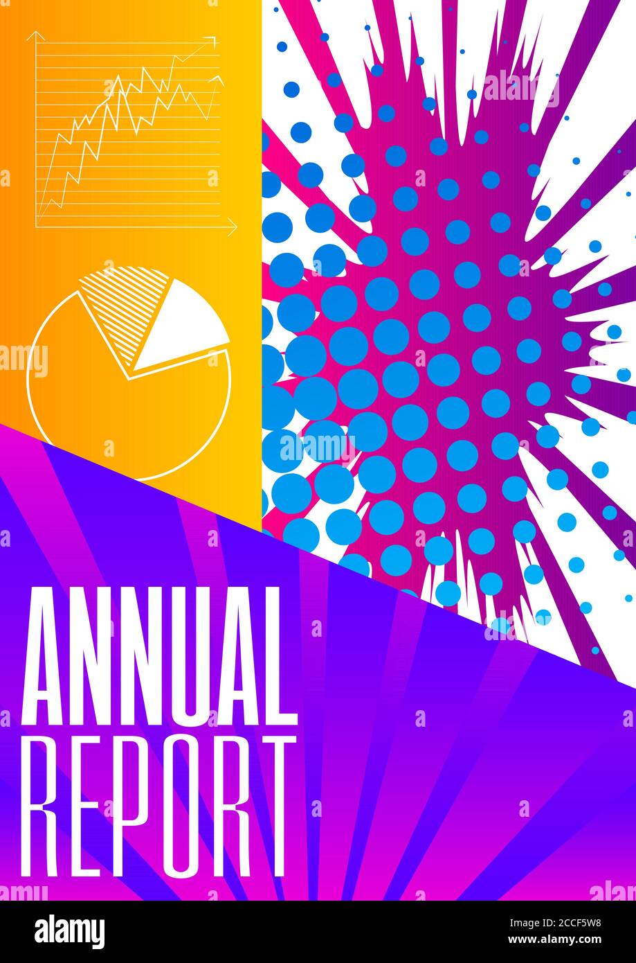 Comic book style annual report, abstract business flyer template design ...