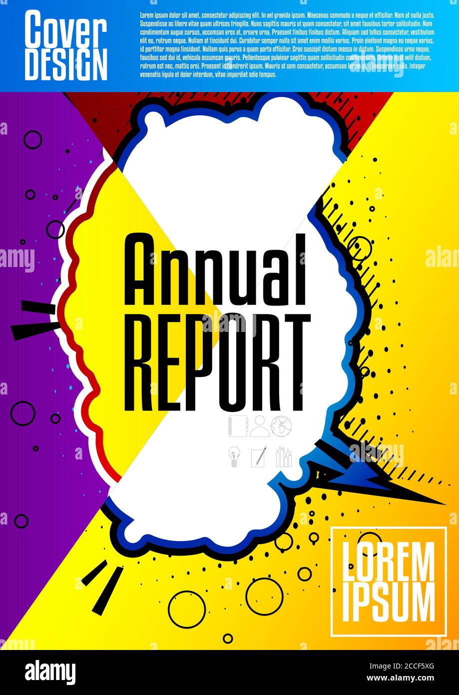 Comic book style annual report, abstract business flyer template design ...