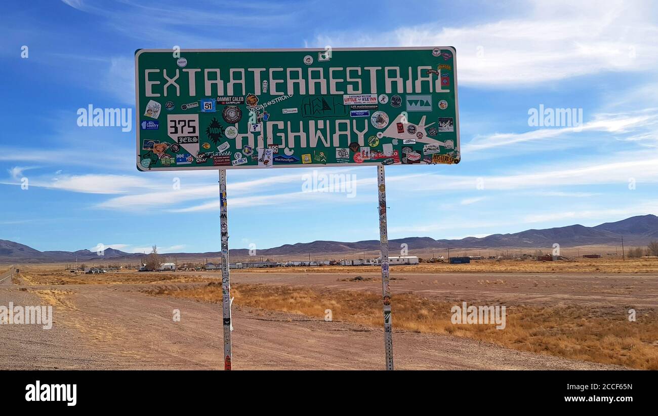 Extraterrestrial Highway sign, route 375, Nevada USA Stock Photo - Alamy