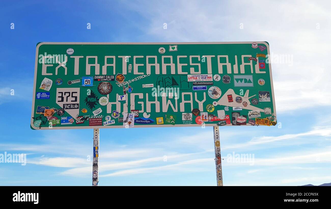 Extraterrestrial Highway sign, route 375, Nevada USA Stock Photo - Alamy