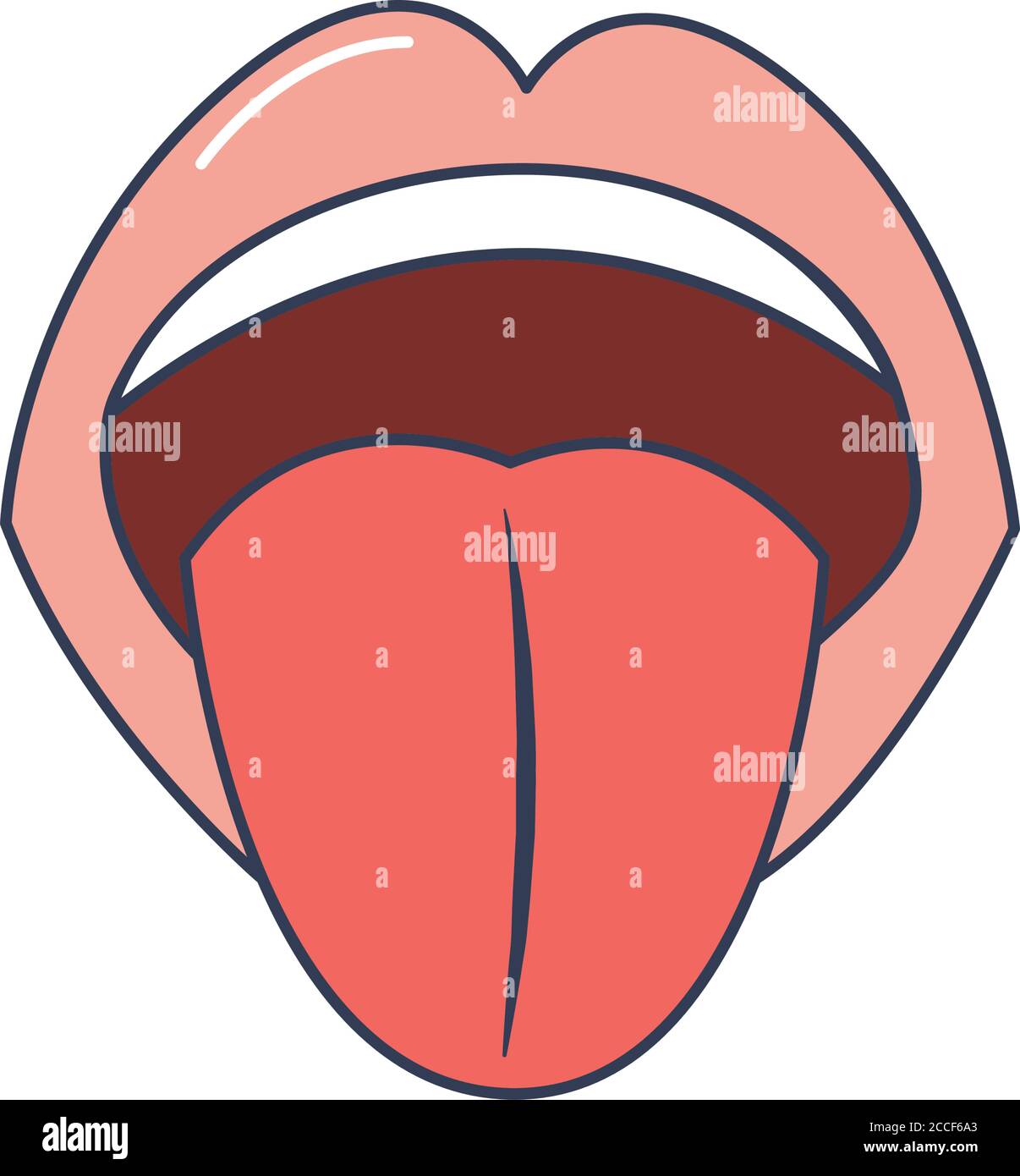 human body concept, mouth and tongue icon over white background, line ...