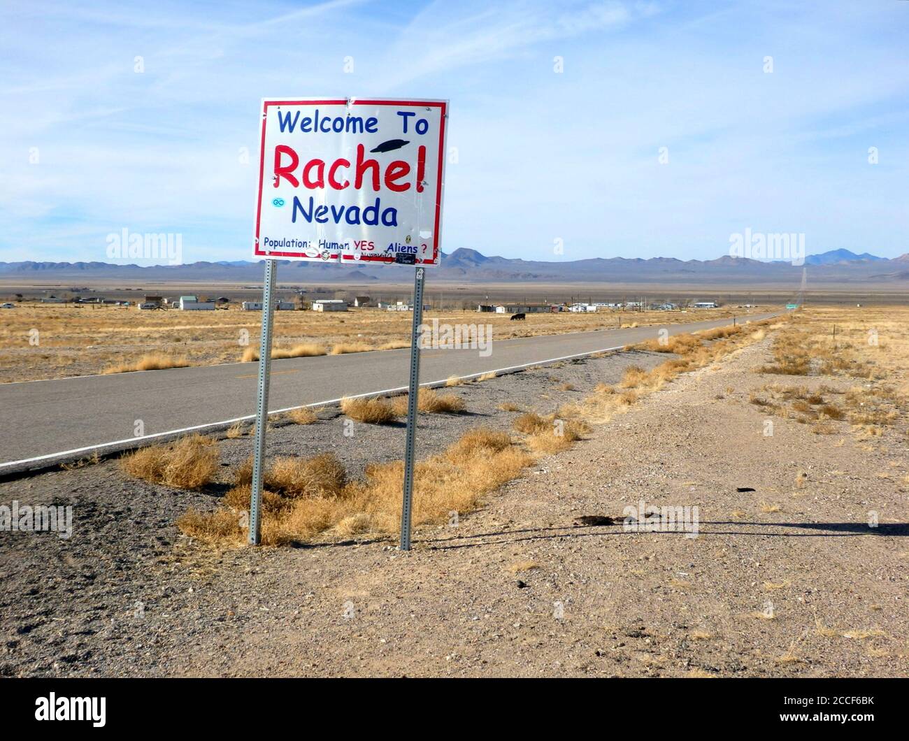 Welcome to Rachel Nevada sign, Rachel Nevada USA Stock Photo - Alamy