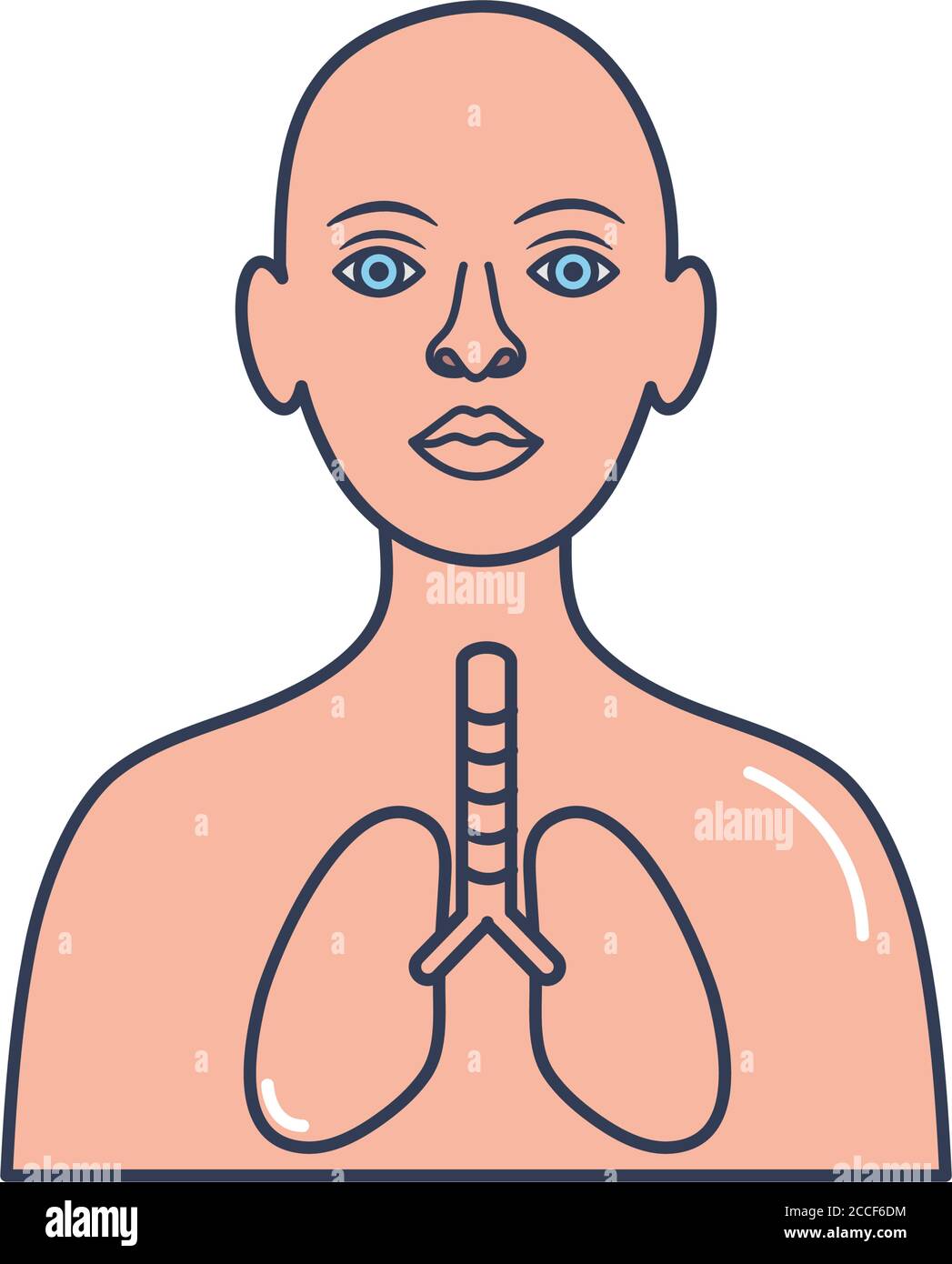 Avatar Person And Lungs Icon Over White Background Line Fill Style