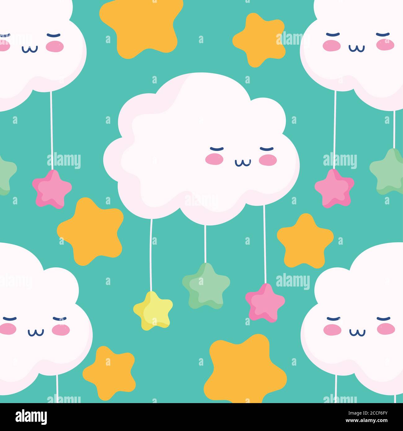 clouds hanging stars dream magic cartoon decoration vector illustration ...