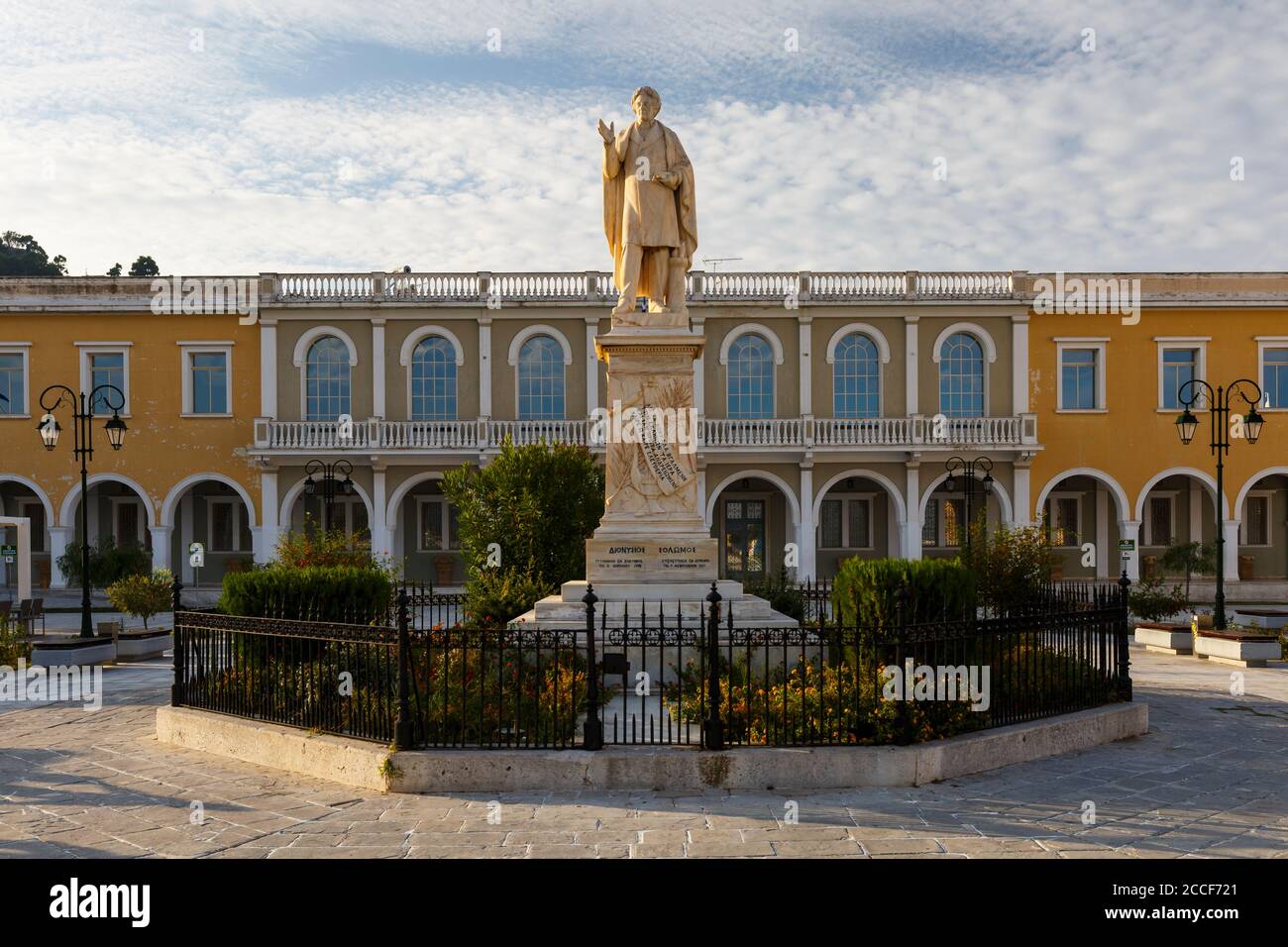 Statue in front of Byzantine museum in Solomos square in Zakynthos ...