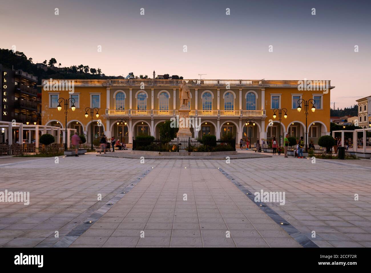 Statue in front of Byzantine museum in Solomos square in Zakynthos ...