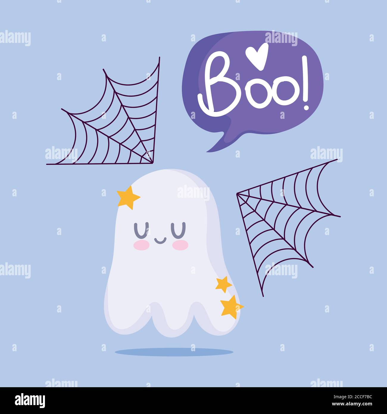happy halloween, cute ghost cobweb stars trick or treat party ...