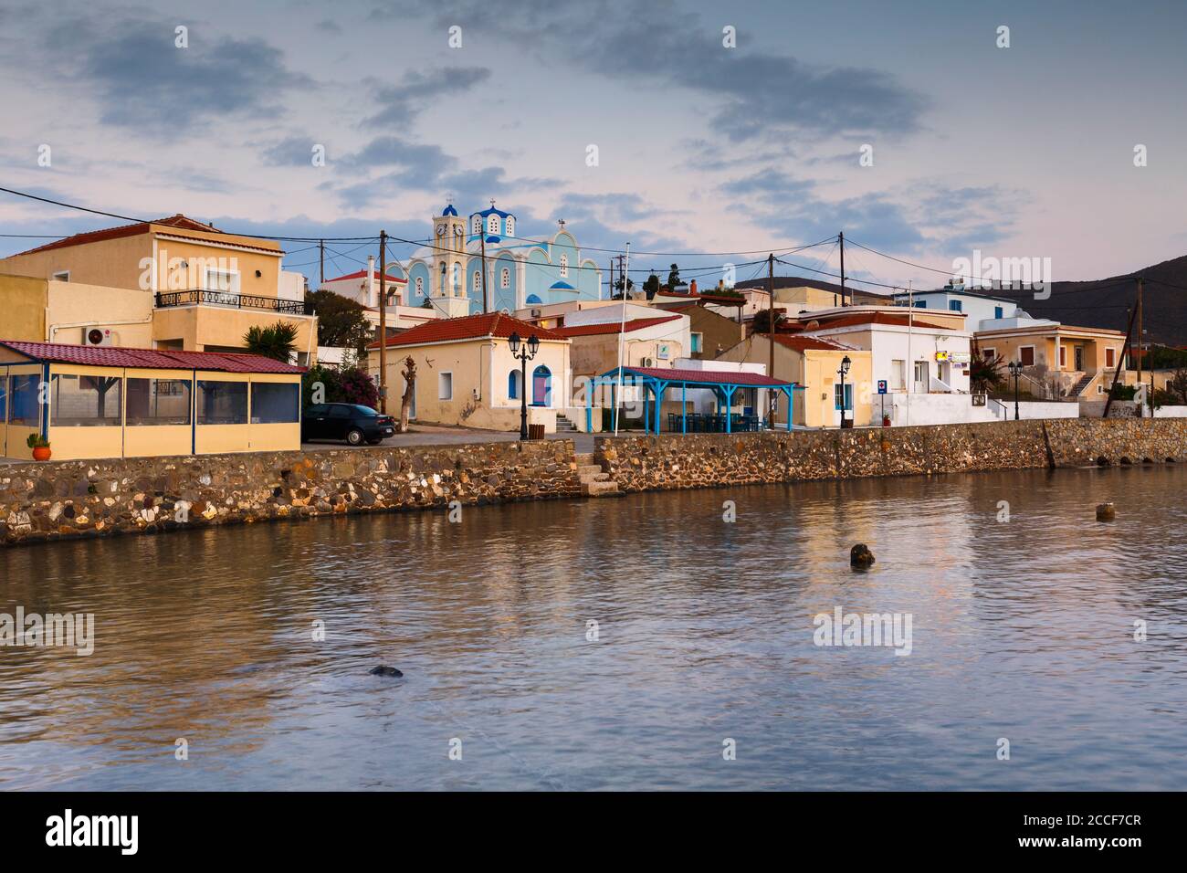 Morning view of the harbour in Psara village, Greece Stock Photo - Alamy
