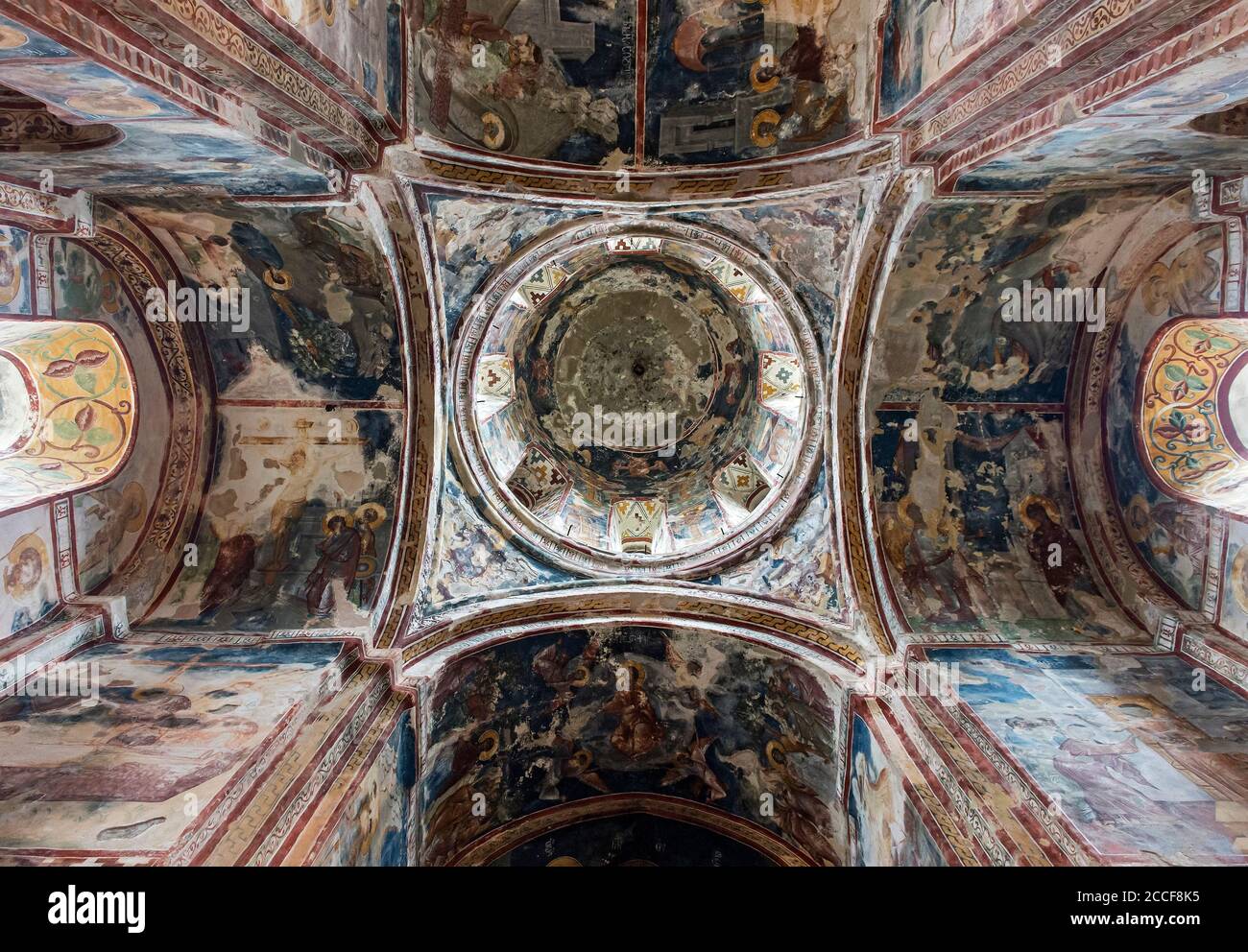 Murals in the vaulted ceiling of the Georgian Orthodox Georg Church in ...