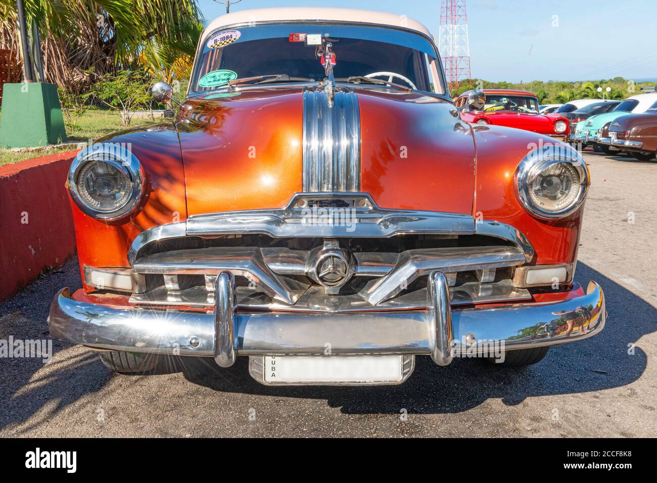 Vintage car, Pontiac, 1949, Cuba taxi, parked, front view, Havana Stock ...