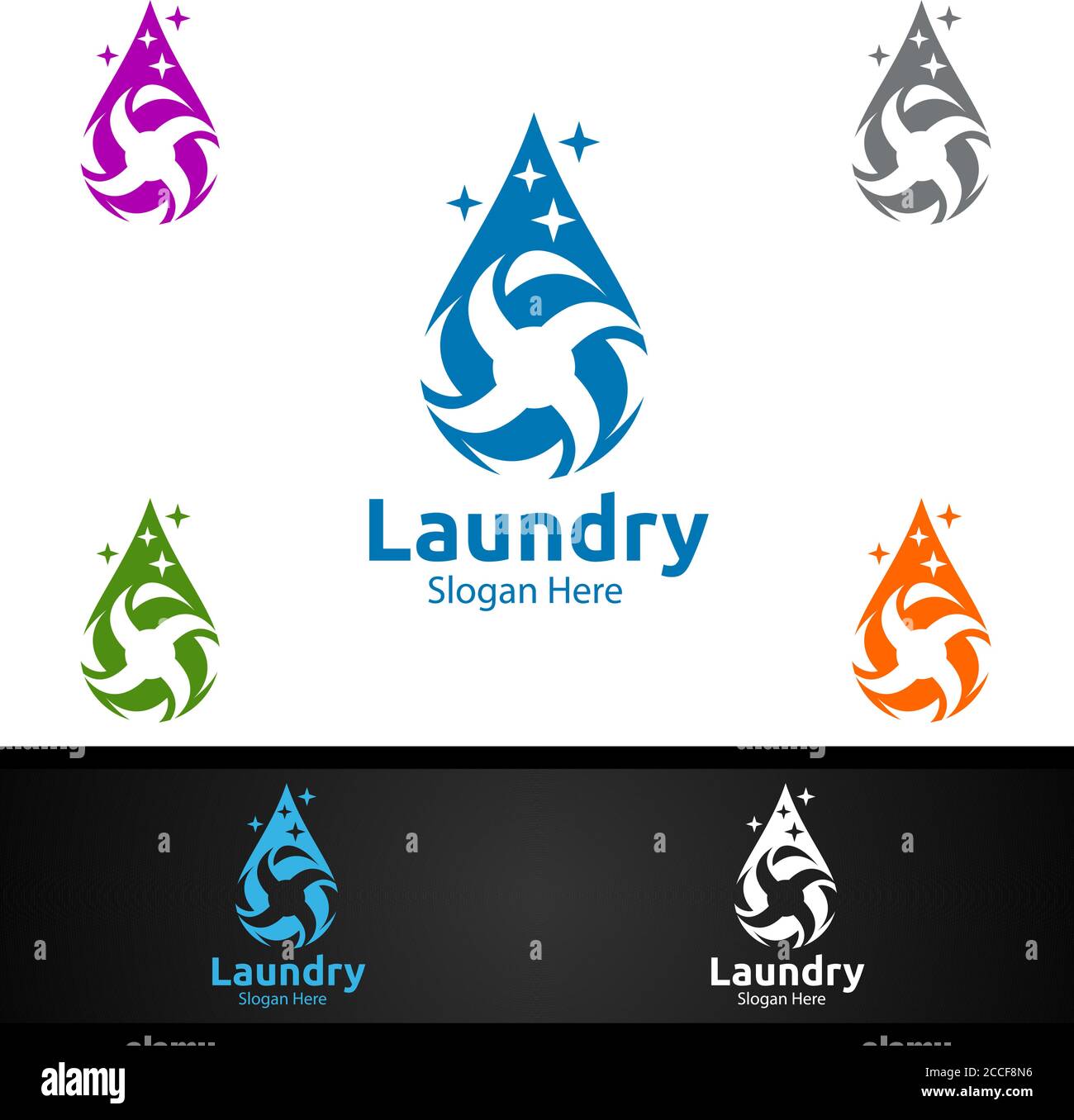 Laundry Dry Cleaners Logo with Clothes, Water and Washing Concept ...