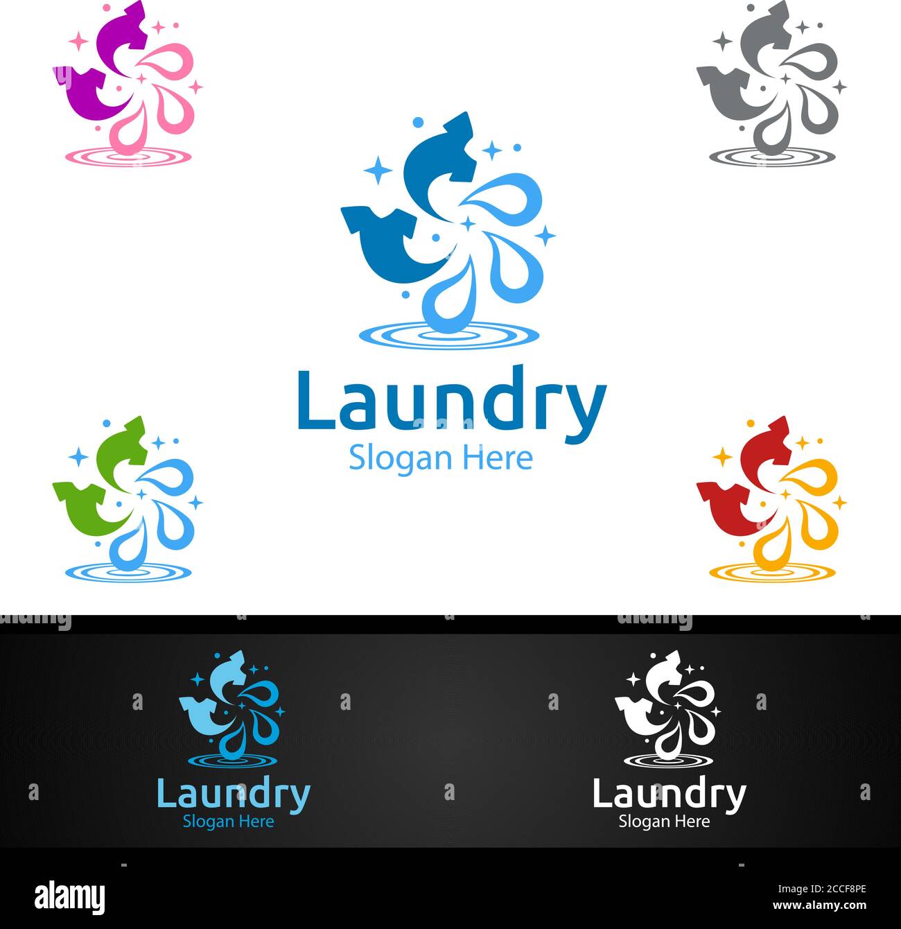 Laundry Dry Cleaners Logo with Clothes, Water and Washing Concept ...
