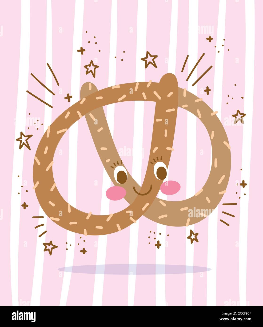 cute food nutrition character baked pretzel cartoon vector illustration ...