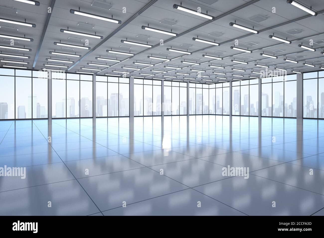 3d rendering empty room with glass wall and floor Stock Photo - Alamy